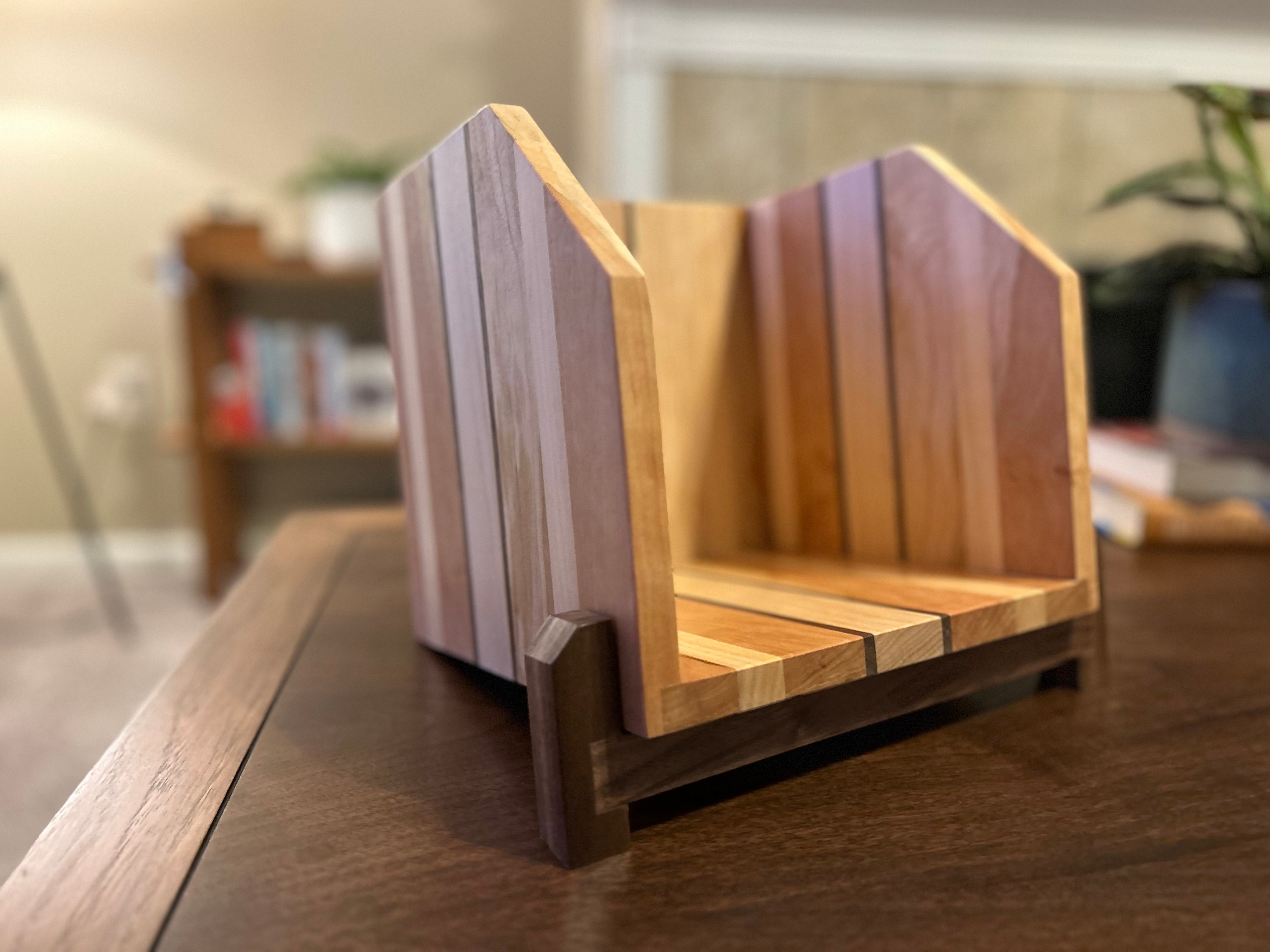 Handmade Hardwood Book Box: Modern Book Nook, Kitchen Cookbook Storage ...