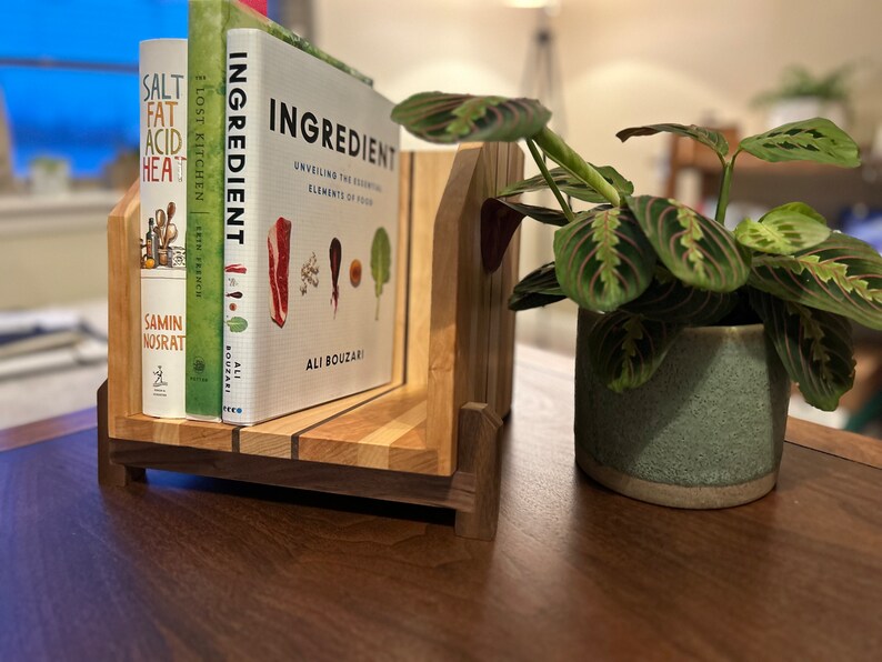 Handmade Hardwood Book Box: Modern Book Nook, Kitchen Cookbook Storage ...