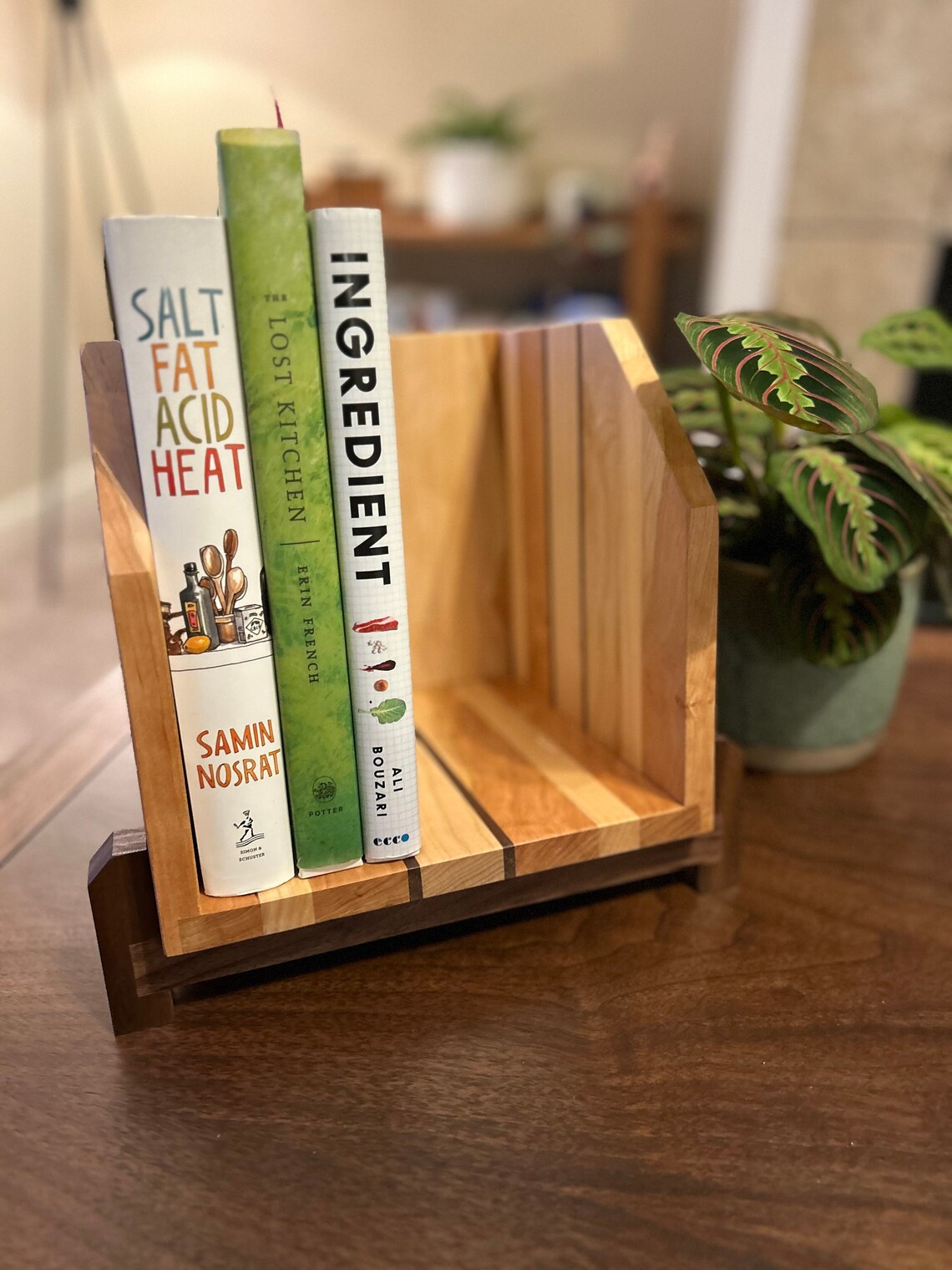 Handmade Hardwood Book Box: Modern Book Nook, Kitchen Cookbook Storage ...