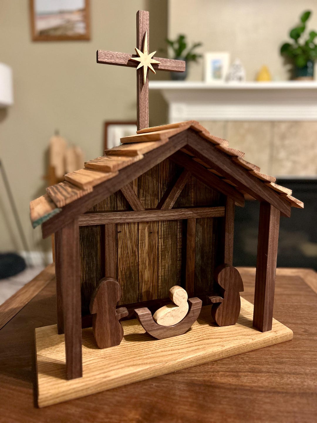 Wooden Nativity Stable, Handmade Nativity Set, Nativity Creche ...
