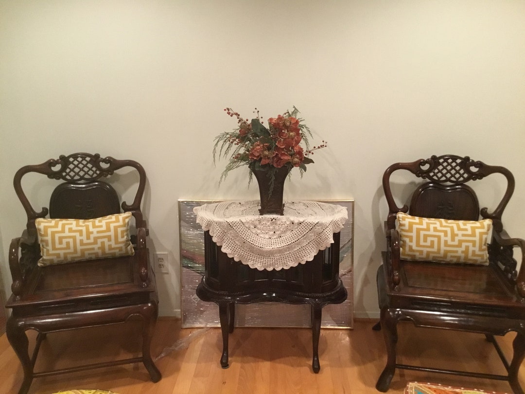 US PICKUP ONLY Antique Mahogany Chairs and Accent Cabinet pre-owned. - Etsy