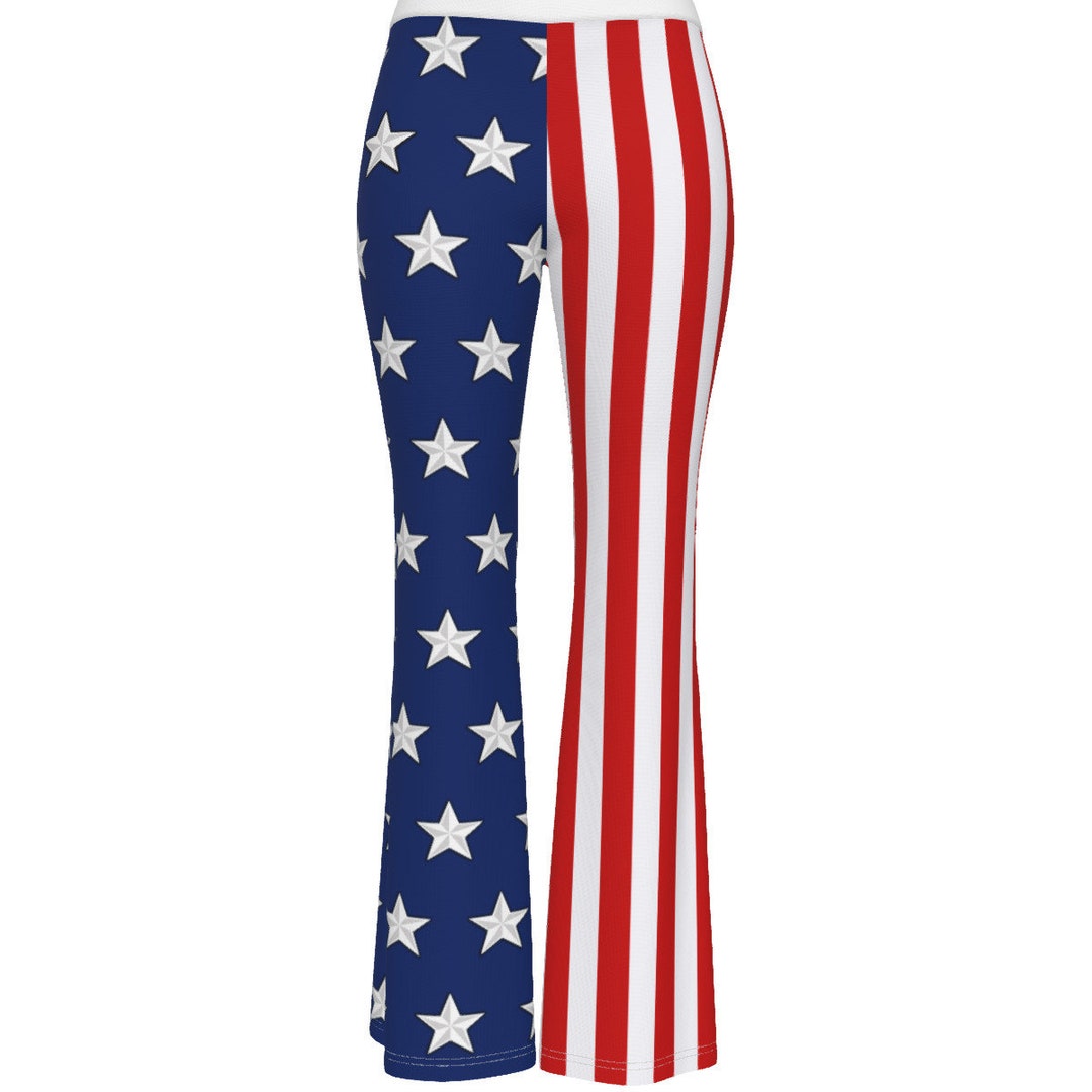 Women's Star Spangled Split Color Flare Pants - Etsy