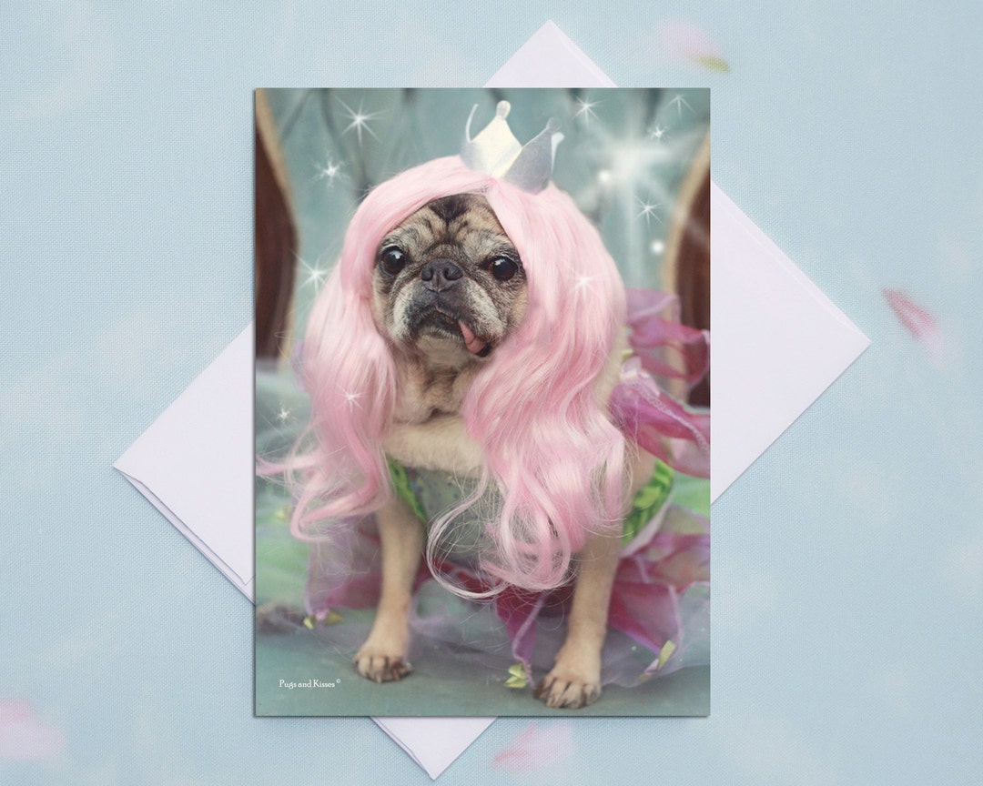 ENCOURAGEMENT CARD - Fairy Pug Pug Greeting Card - Pugs and Kisses 5x7 ...