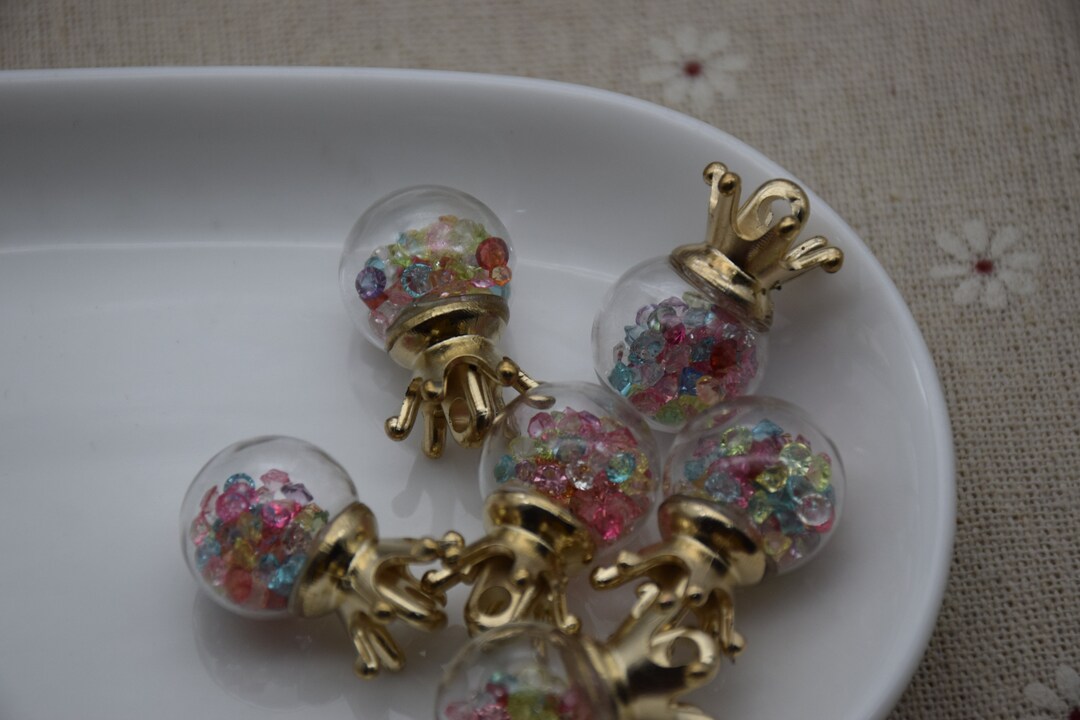 10 Glass Globe Charm,crystal Ball,round Ball Pendant,crystal Glass Ball ...