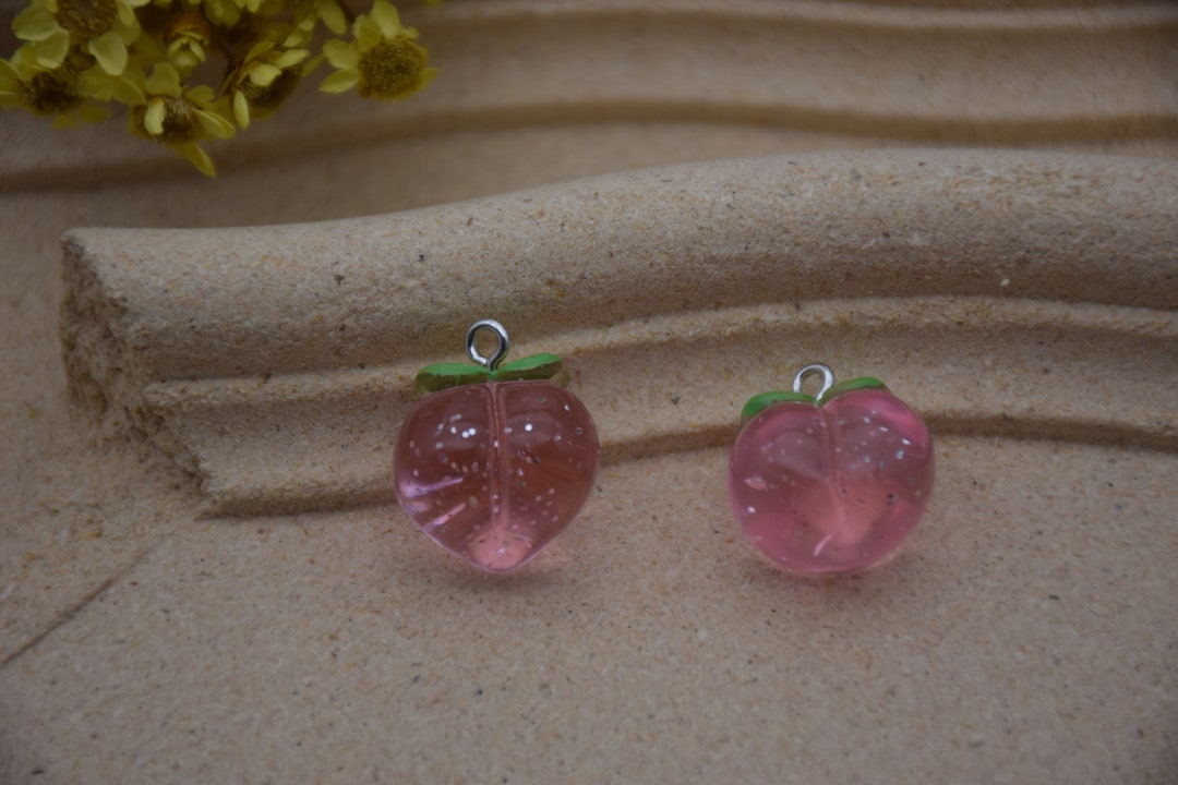 10 Resin Adorable Peach Fruit Charm Earring Necklace Bracelet Bead ...