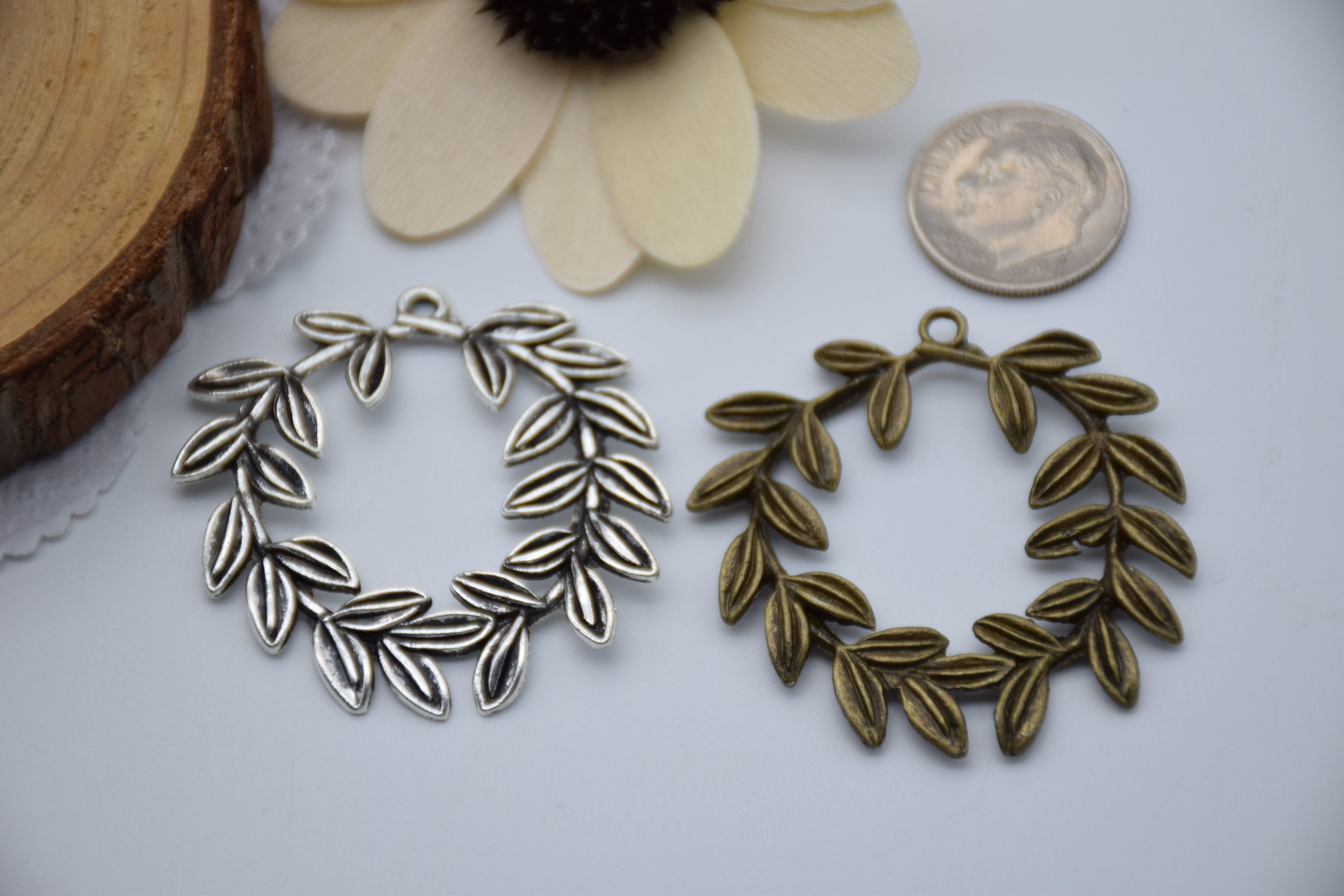 10, 25 or 50 Bulk Olive Branch Charm,jewelry Making Pendant,necklace ...