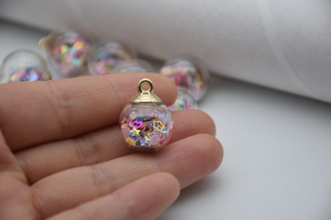 10 Mix Colors Glass Globe Charm,crystal Ball,round Ball Pendant,crystal ...