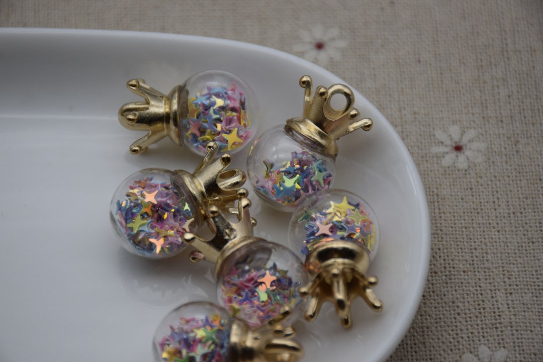 10 Glass Globe Charm,crystal Ball,round Ball Pendant,crystal Glass Ball ...