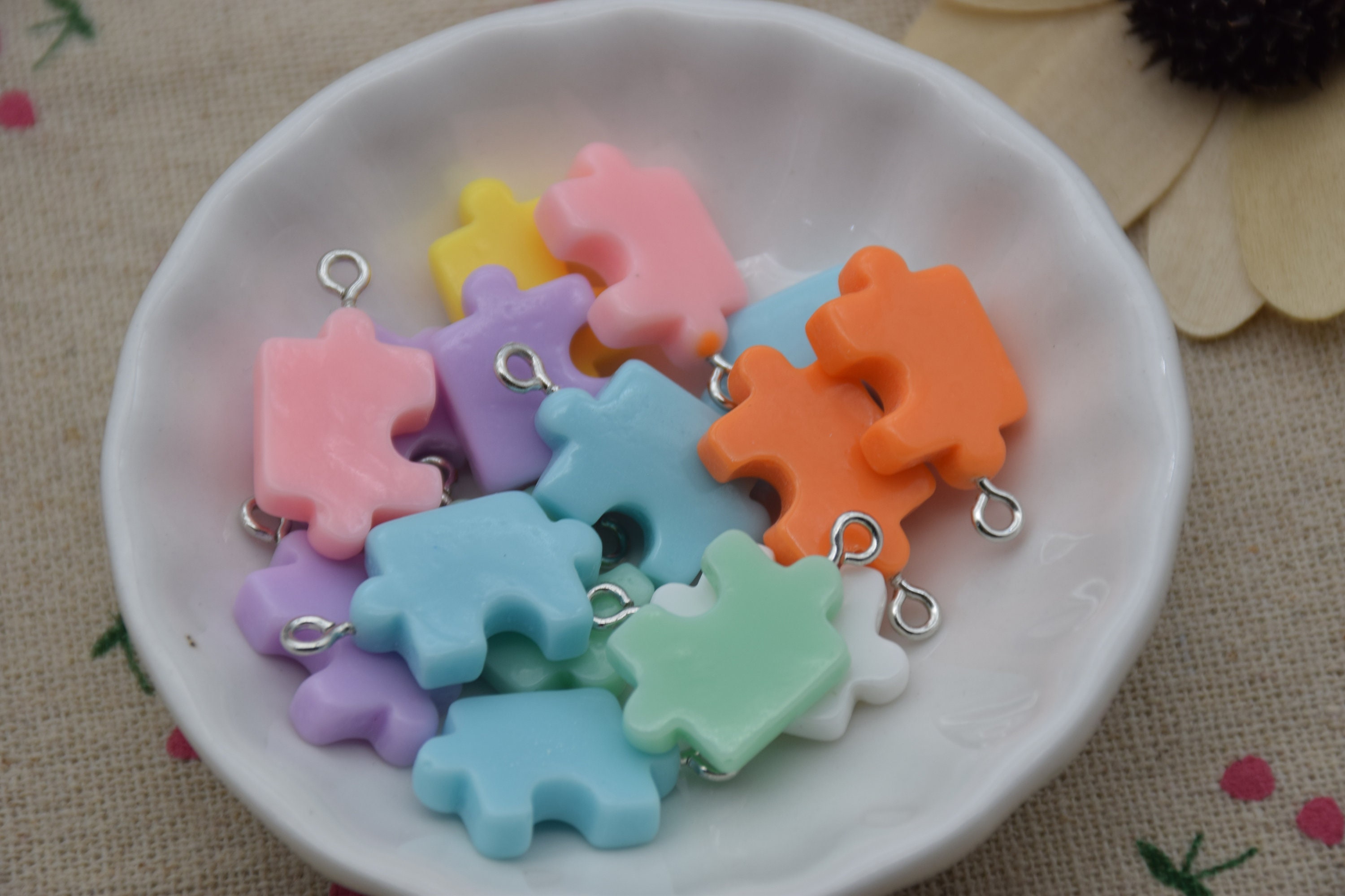 20 Resin Puzzle Piece Charms Earring Necklace Bracelet Bead | Etsy