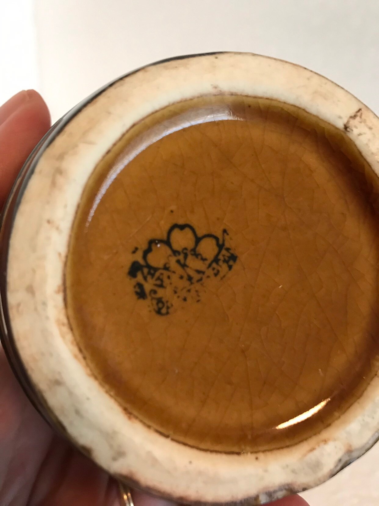 Vintage Brown Ceramic Barrel mug. Hand Painted. Made in | Etsy