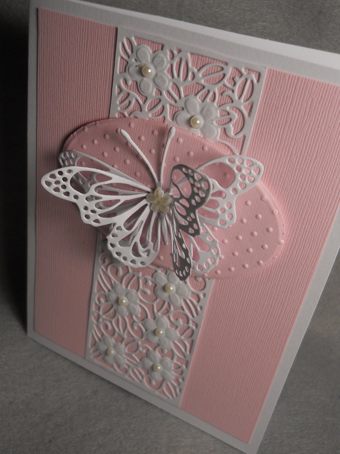 Butterfly Card Pink Background Double White Butterfly - Etsy Canada