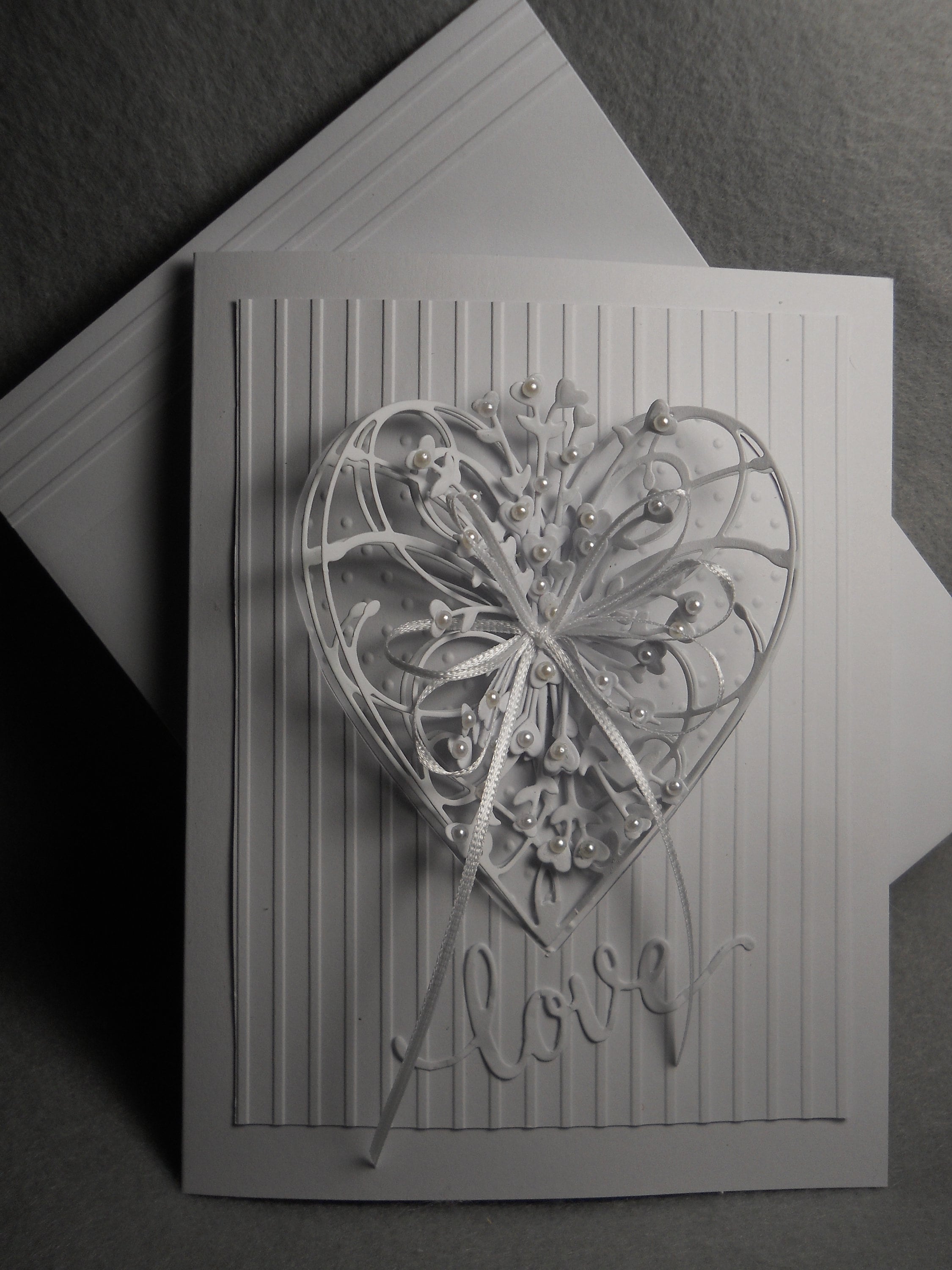 White Lacy Heart Card, Love Card, Wedding, Anniversary, White Valentine ...