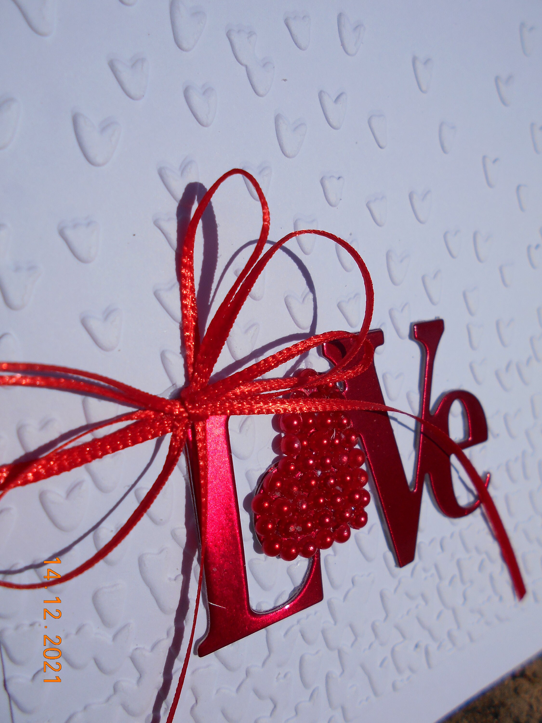 LOVE Valentine Red LOVE W Satin Bow Embossed Dimensional - Etsy