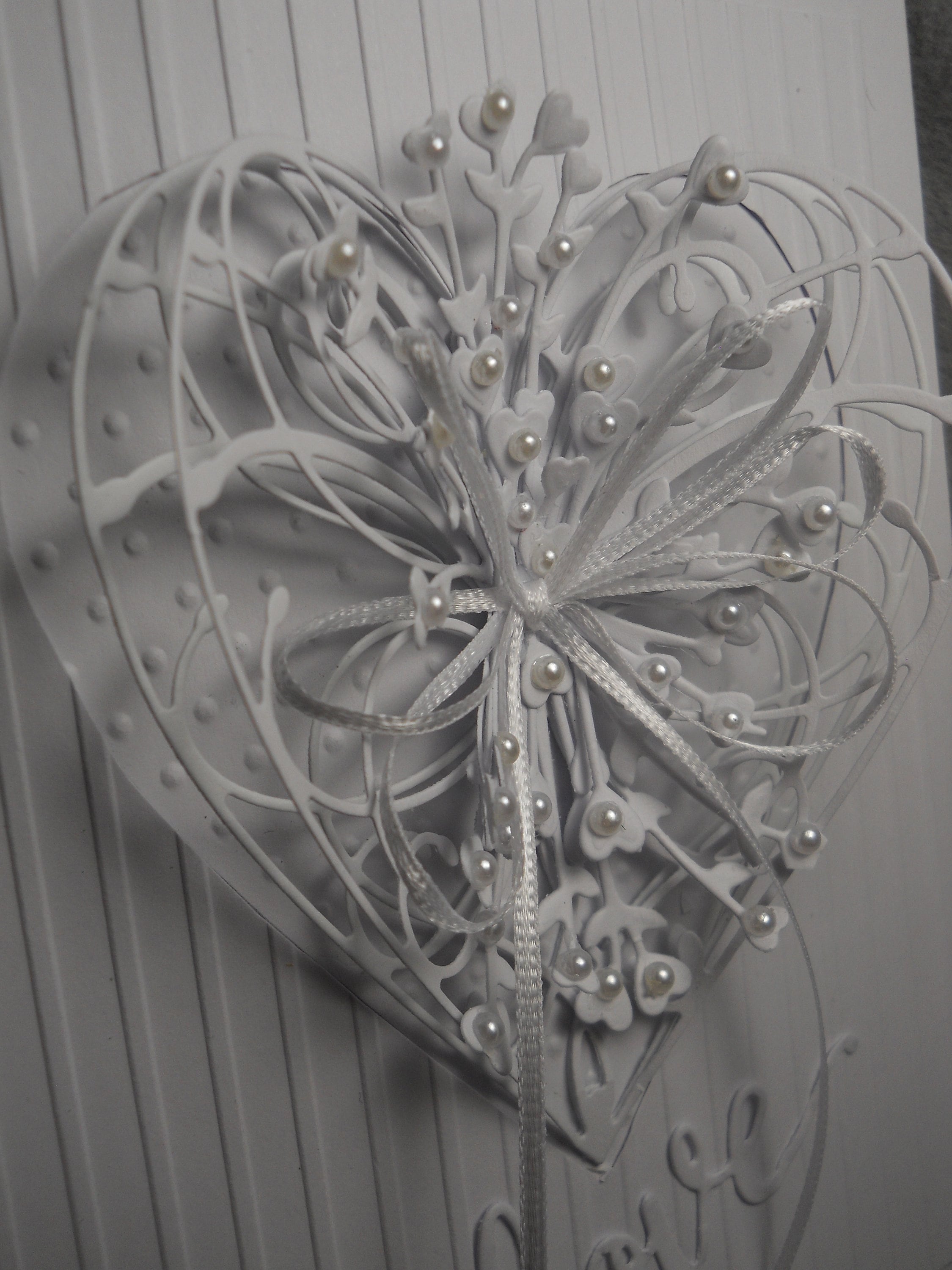 White Lacy Heart Card, Love Card, Wedding, Anniversary, White Valentine ...