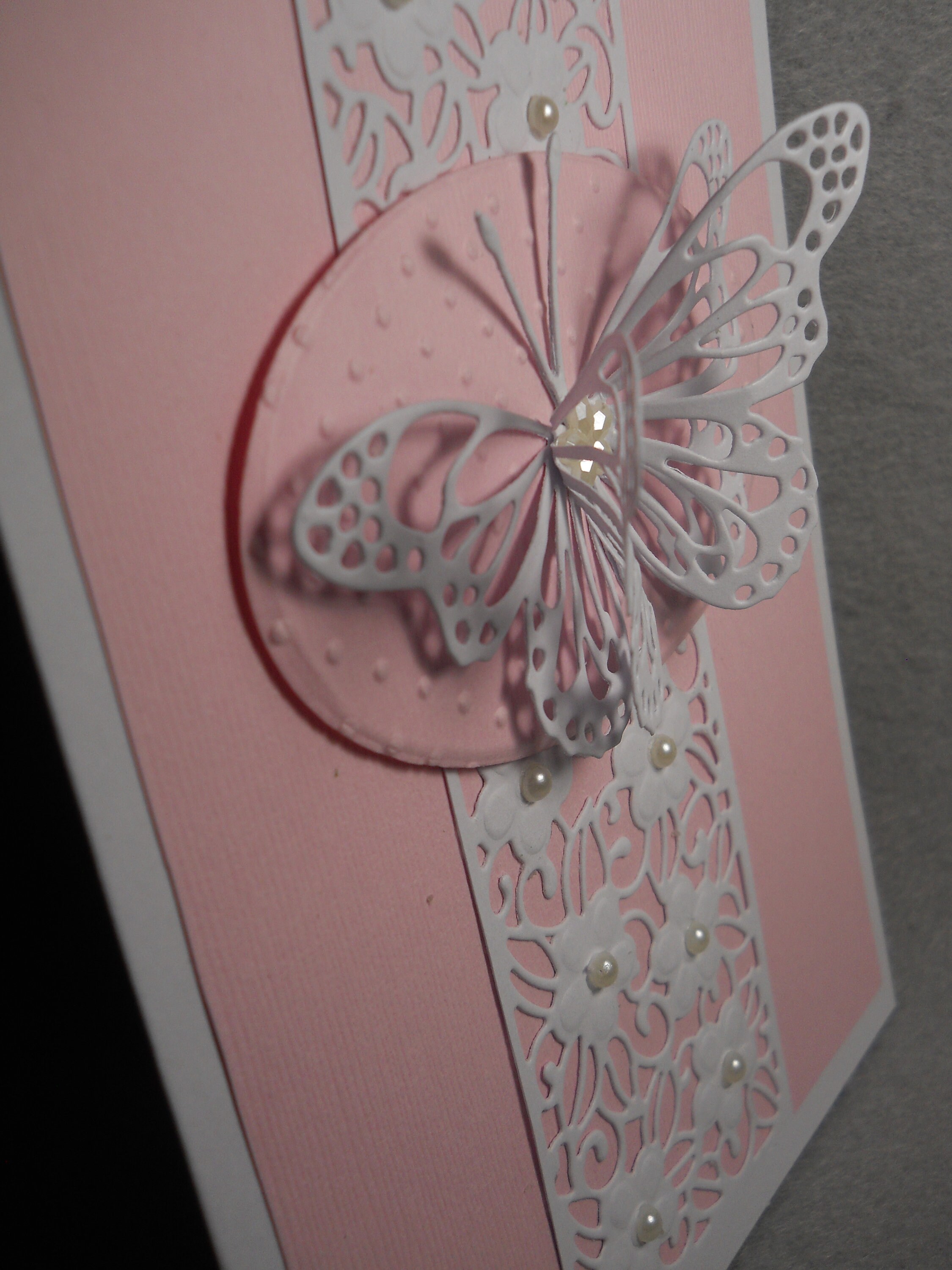 Butterfly Card, Pink Background, Double White Butterfly, Butterfly on ...
