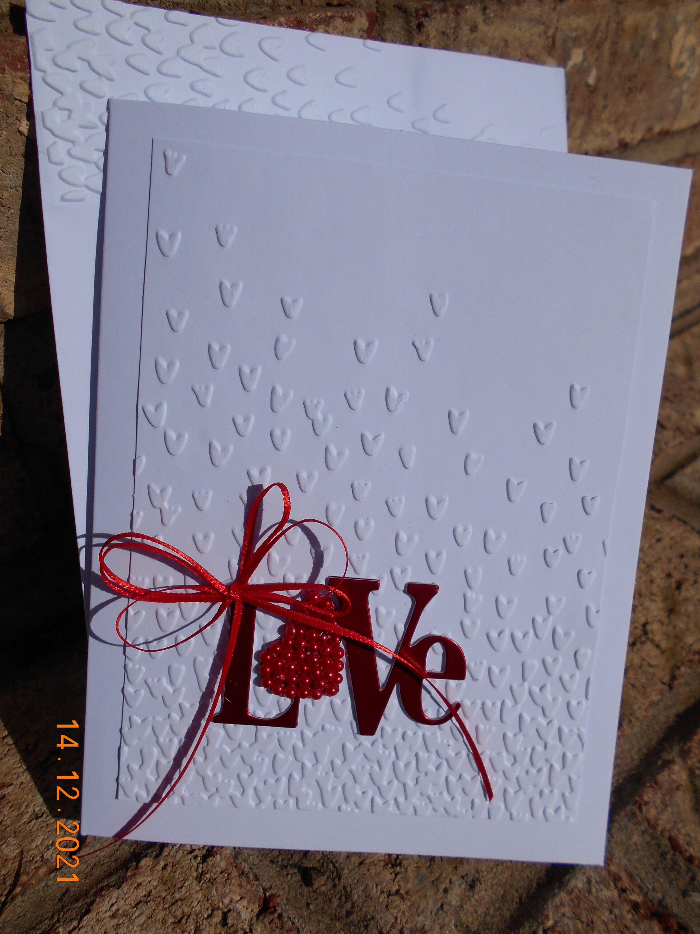 LOVE Valentine Red LOVE W Satin Bow Embossed Dimensional - Etsy
