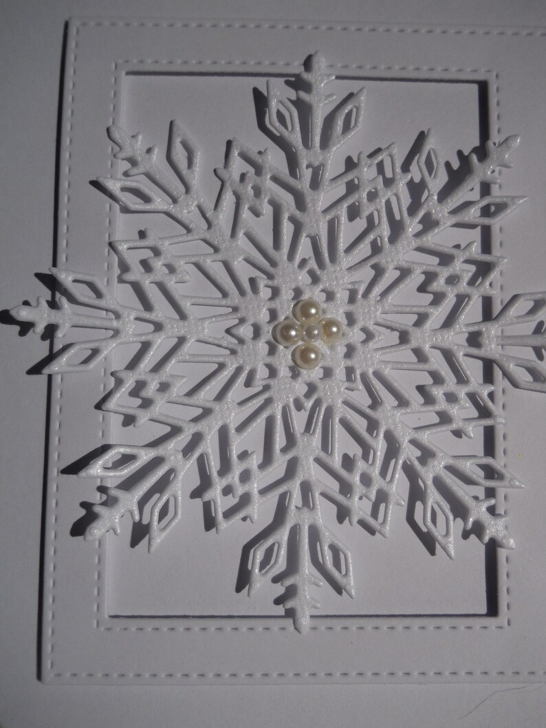 Snowflake Card, Snowflakes, One Large W Three Snowflakes, Winter Card ...