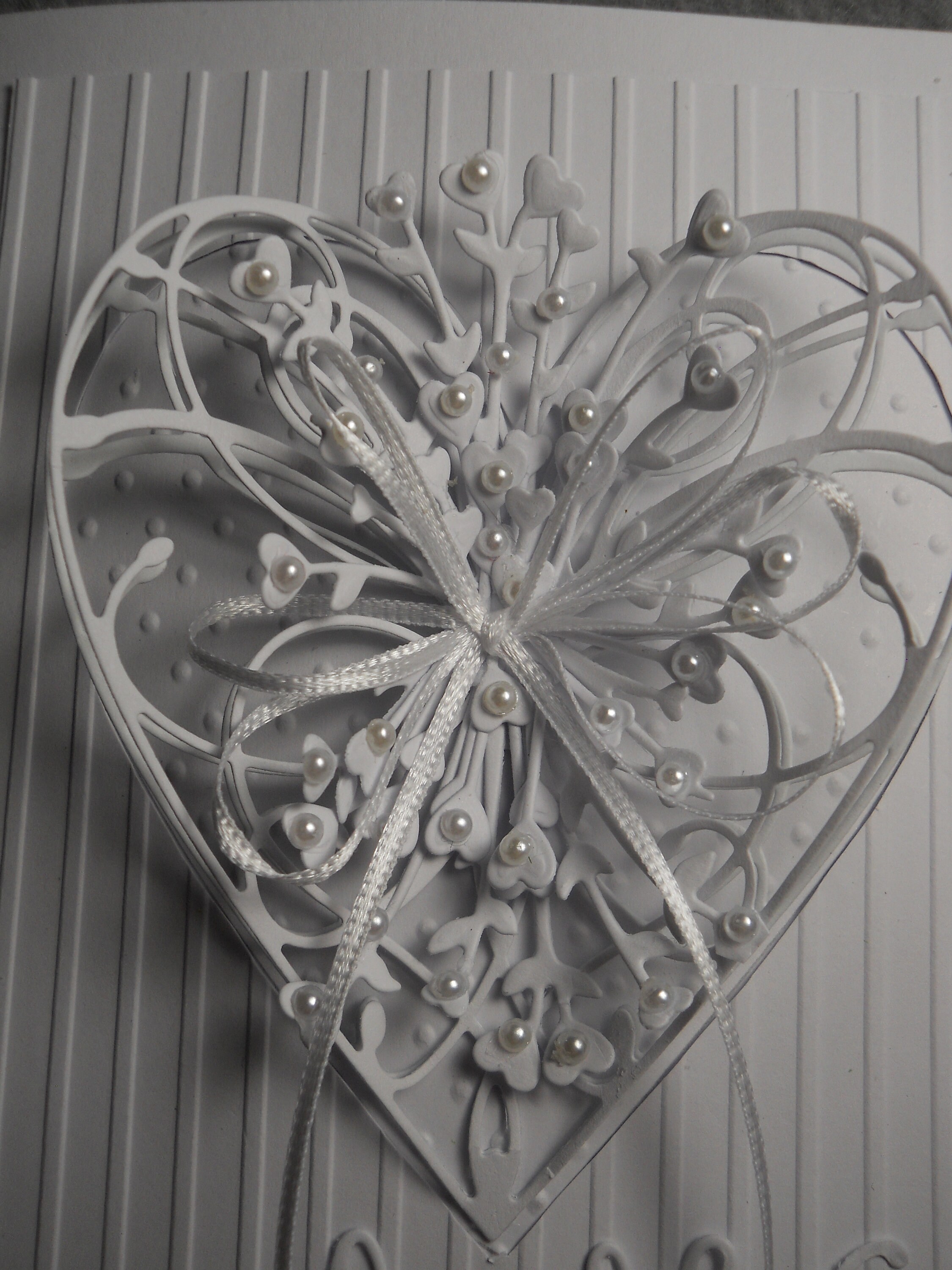 White Lacy Heart Card, Love Card, Wedding, Anniversary, White Valentine ...