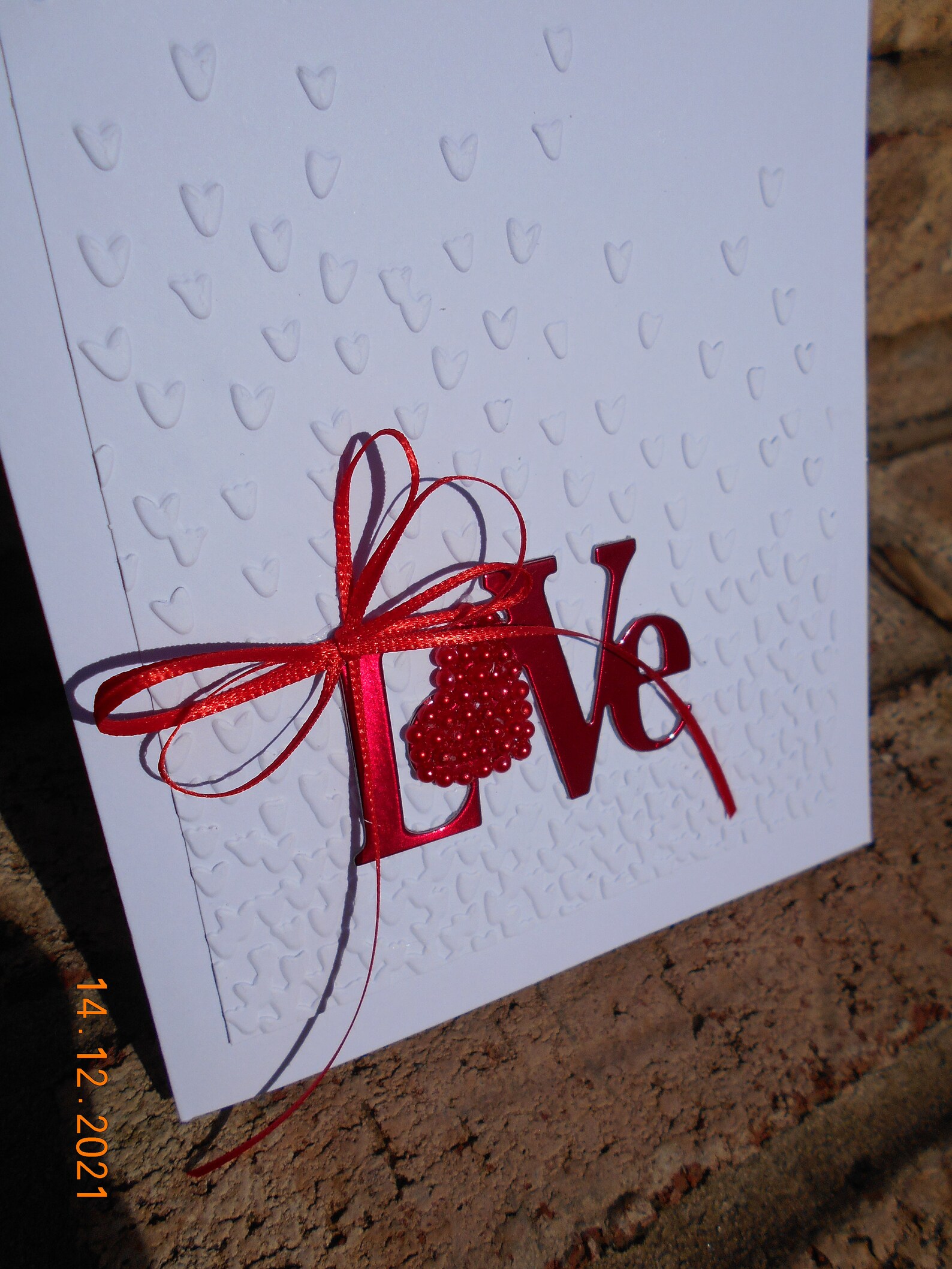 LOVE Valentine Red LOVE W Satin Bow Embossed Dimensional - Etsy