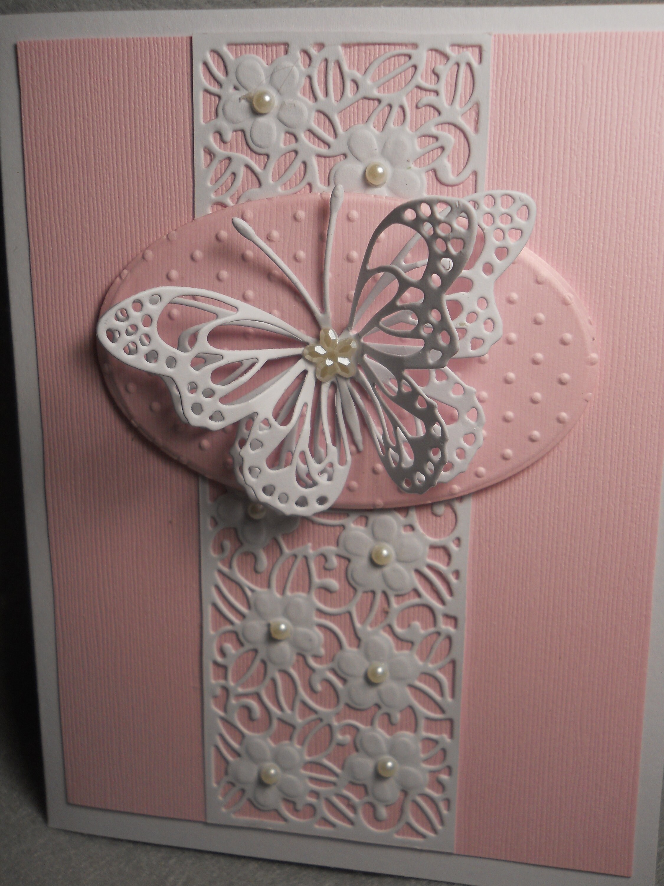 Butterfly Card, Pink Background, Double White Butterfly, Butterfly on ...
