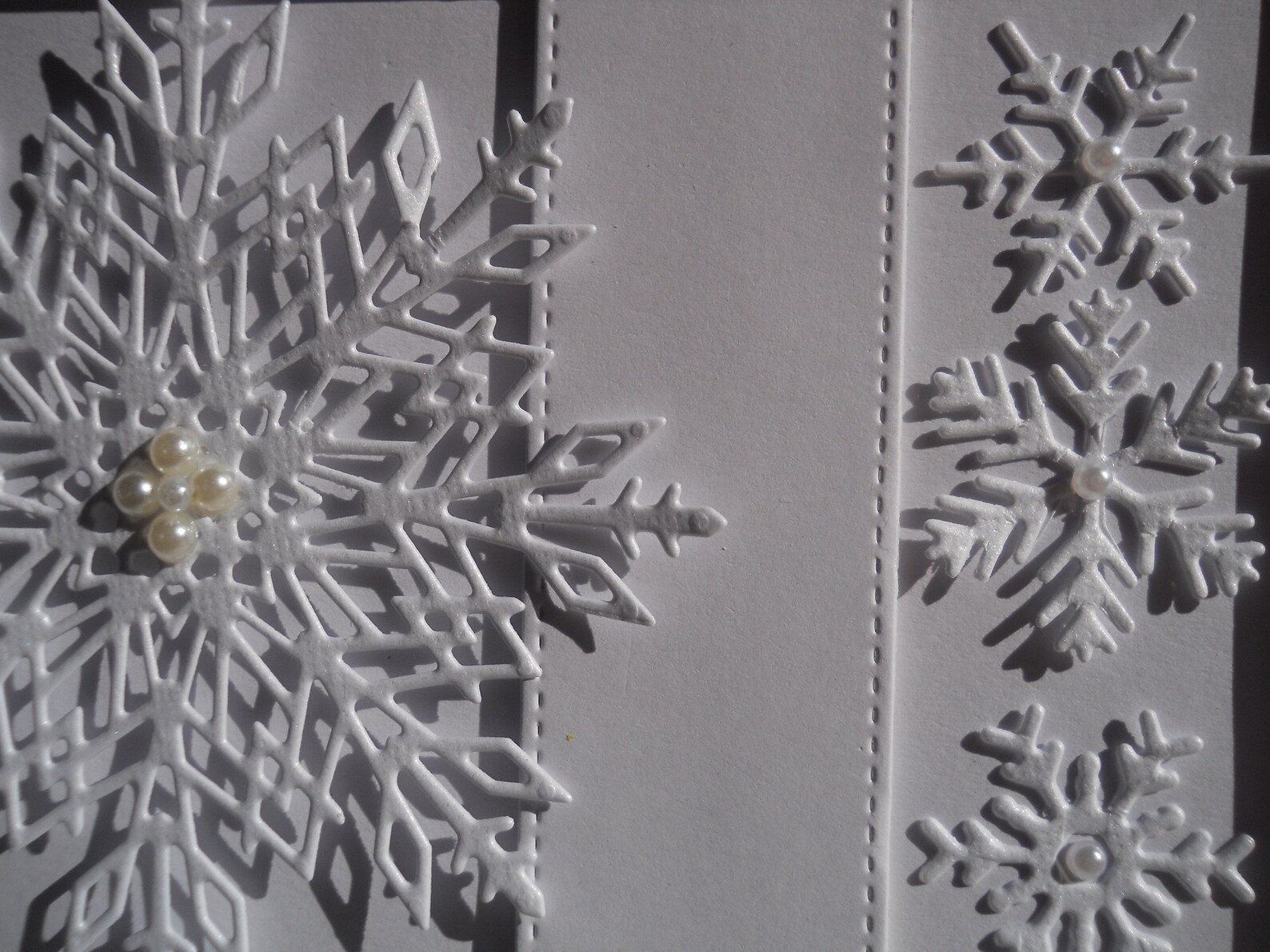 Snowflake Card, Snowflakes, One Large W Three Snowflakes, Winter Card ...
