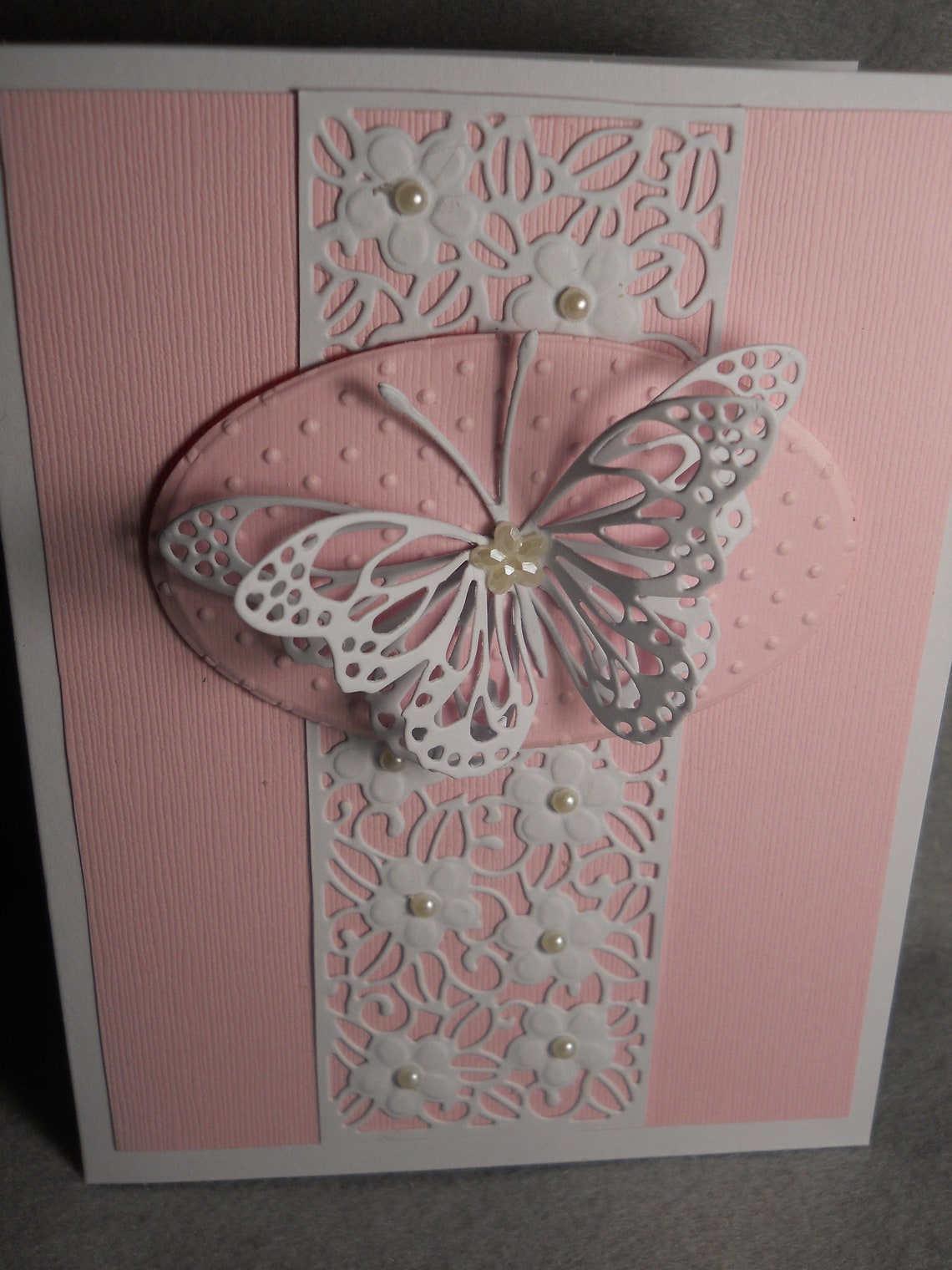 Butterfly Card, Pink Background, Double White Butterfly, Butterfly on ...
