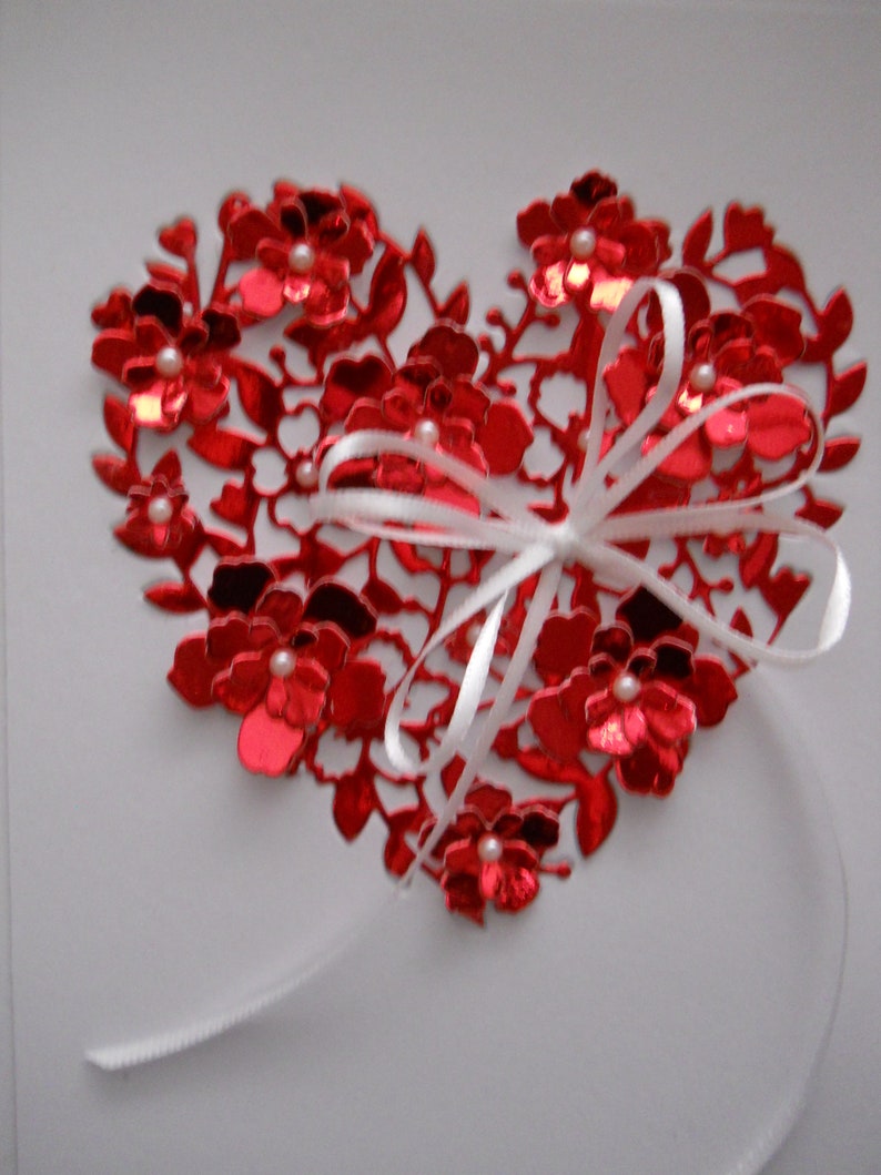 Valentine, Heart Card, Heart in Lacy Red, Red Heart W Flowers ...