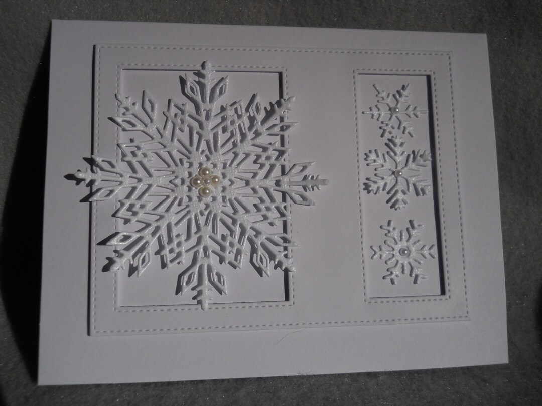 Snowflake Card, Snowflakes, One Large W Three Snowflakes, Winter Card ...