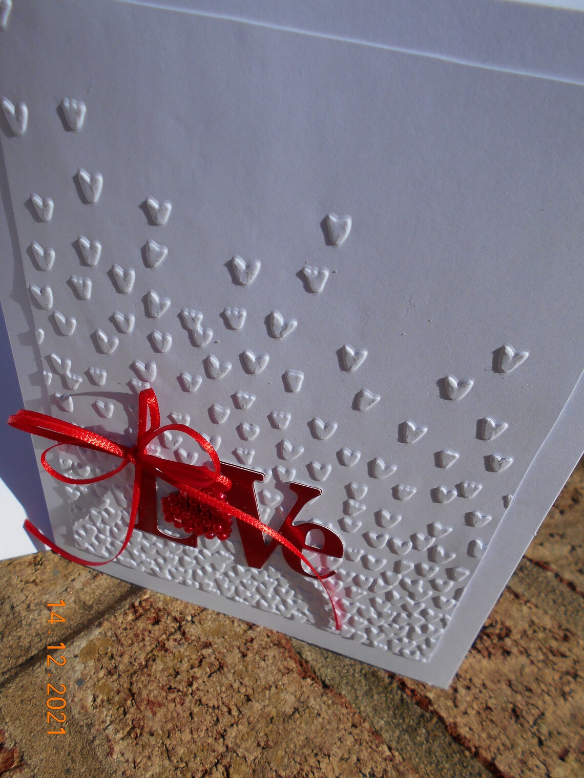 LOVE Valentine Red LOVE W Satin Bow Embossed Dimensional - Etsy