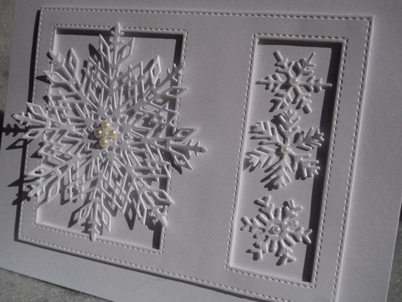 Snowflake Card, Snowflakes, One Large W Three Snowflakes, Winter Card ...