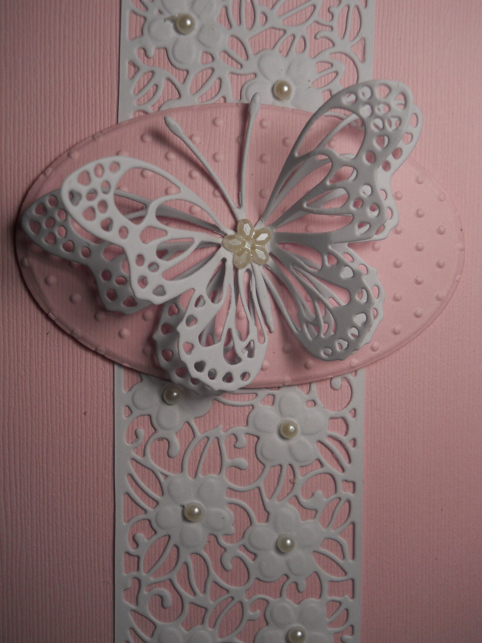 Butterfly Card, Pink Background, Double White Butterfly, Butterfly on ...