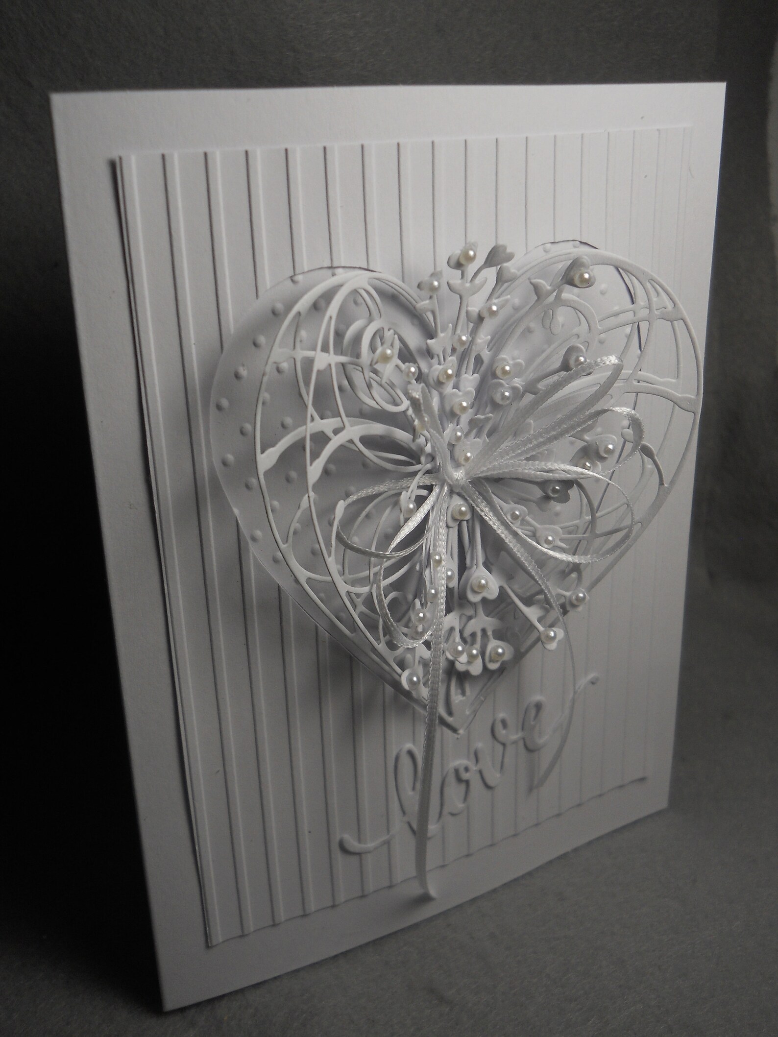 White Lacy Heart Card, Love Card, Wedding, Anniversary, White Valentine ...