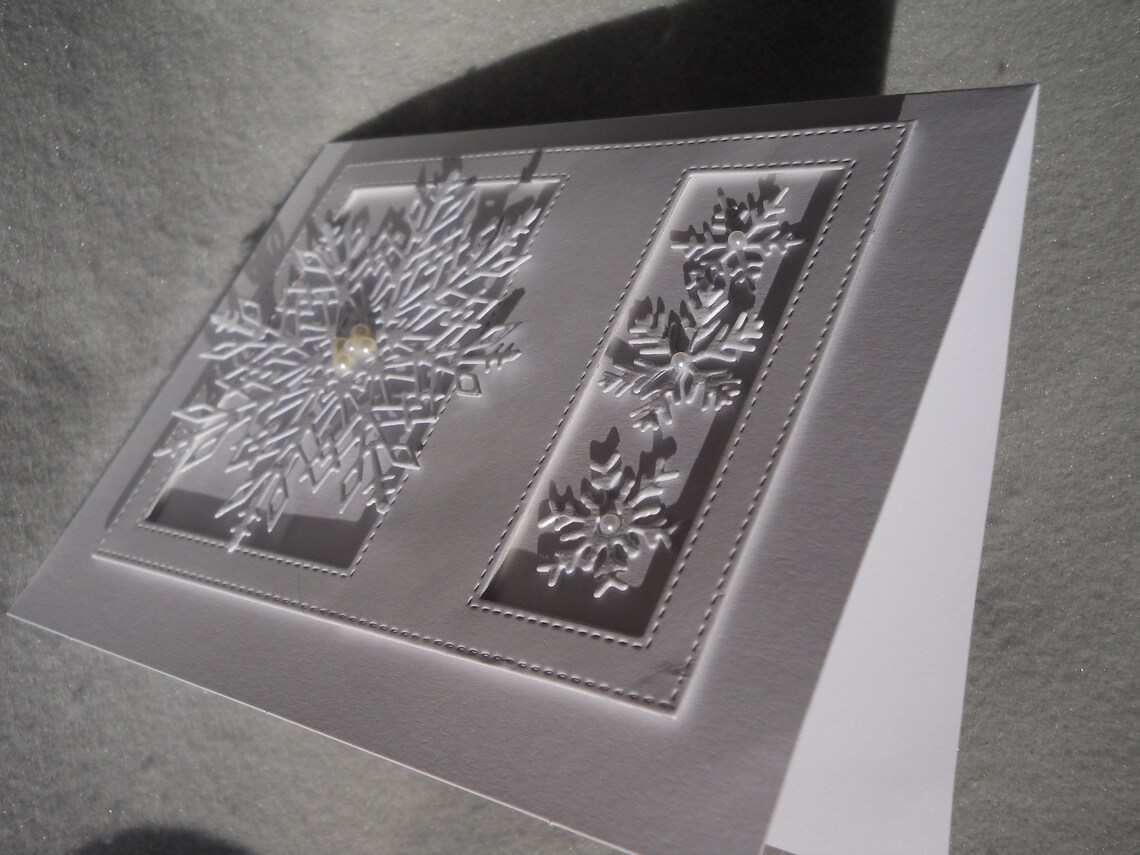 Snowflake Card, Snowflakes, One Large W Three Snowflakes, Winter Card ...