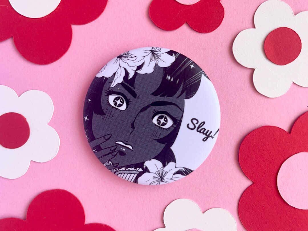 Japanese Retro Shoujo Manga Pinback Button - Slay - Etsy