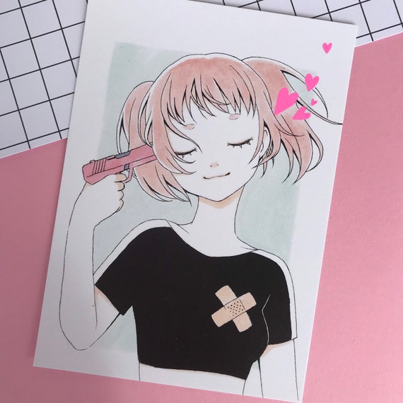 Menhera Postcard Gun - Etsy