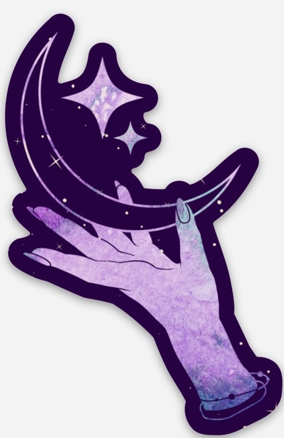 Moon in Hand Sticker Holographic Option - Etsy