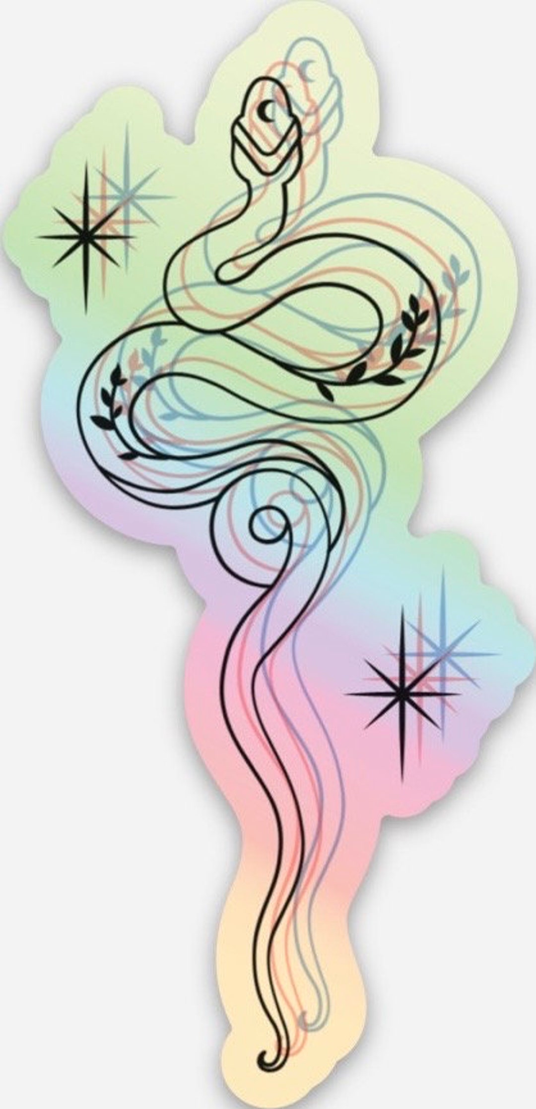 Holographic Glitch Snake Sticker - Etsy