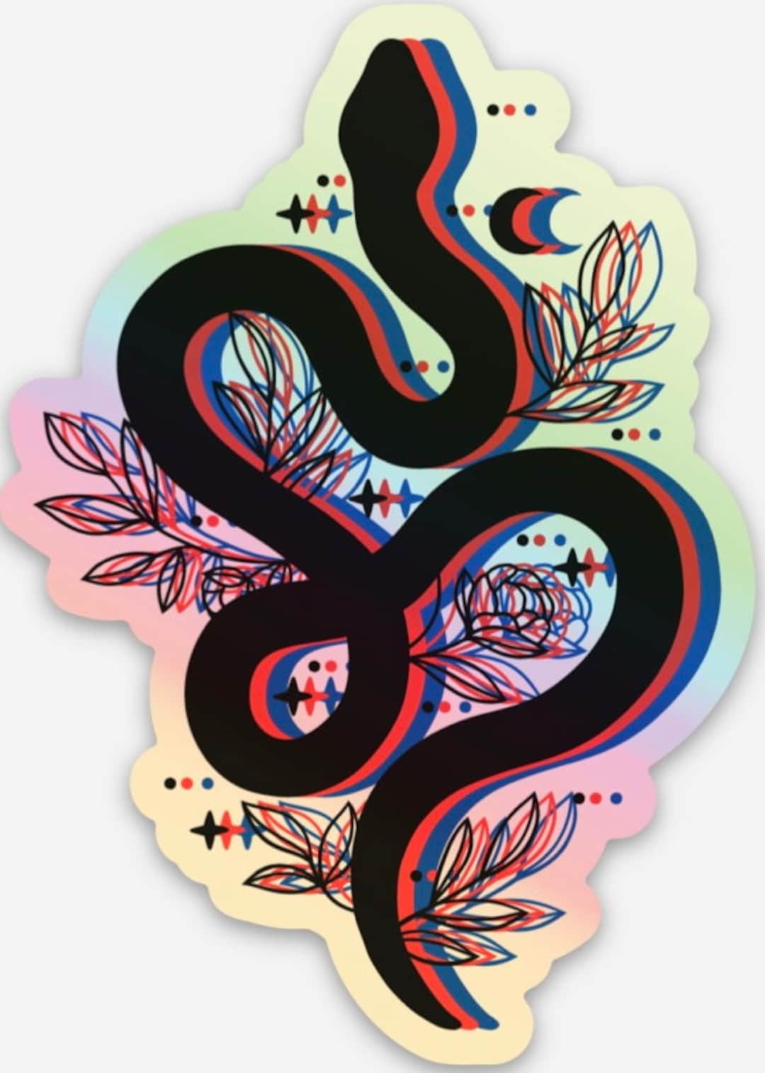 Holographic Glitch Snake Sticker - Etsy