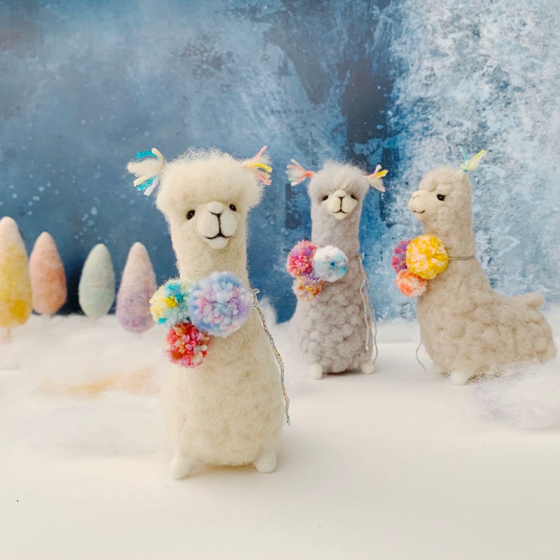 Needle Felted Pom Pom Llama. Handmade Sculpture, Made in England, Made ...