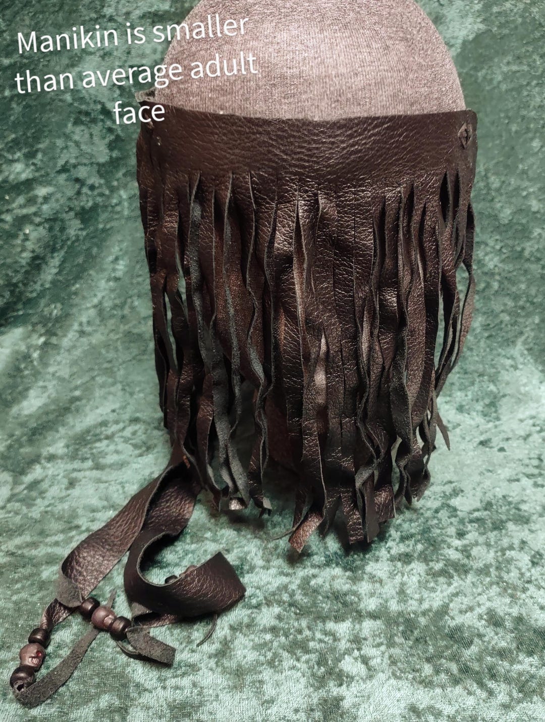 Black Long Shaman's Mask, Deer Leather, Glass Crow Beads, Shamanic Eye ...