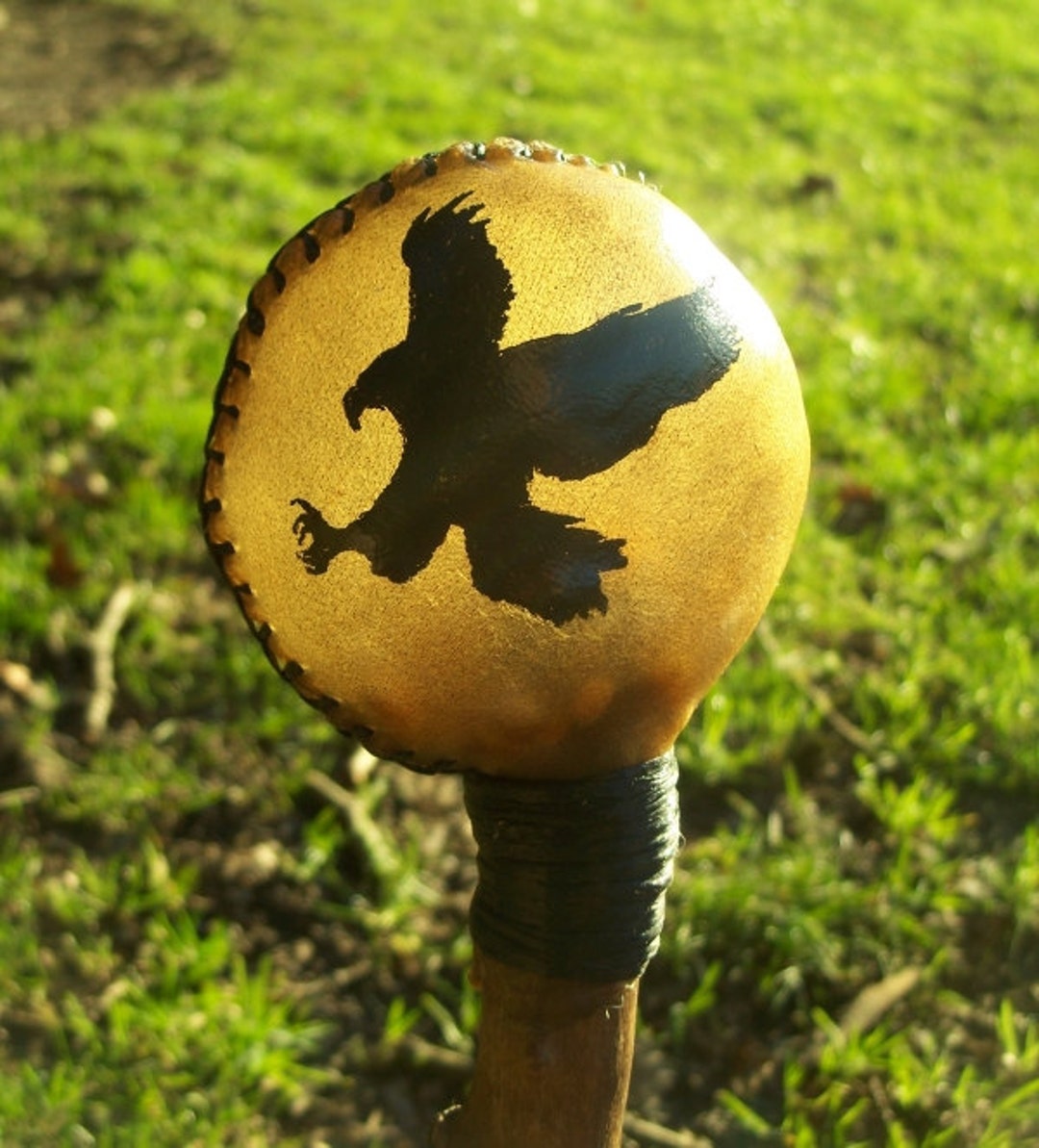 Eagle Totem Large Round Rawhide Rattle, Shamanic Journey Ritual Animal ...