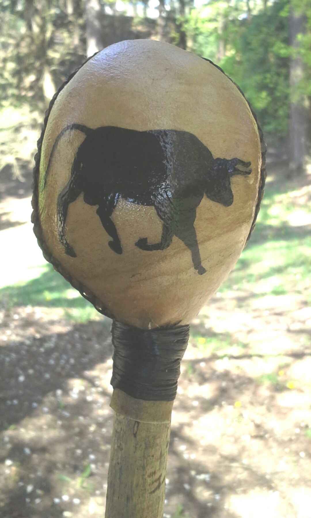 Bull Totem Large Round Rawhide Rattle, Shamanic Journey Ritual Animal ...