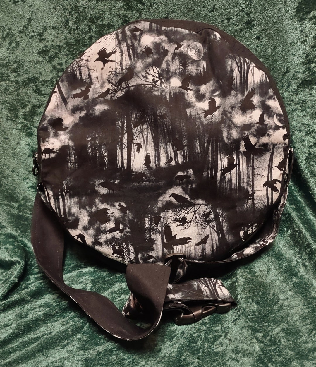 13 Black & White Crows Hand Sewn Bag for Your Sacred Drum, Fleece Lined ...