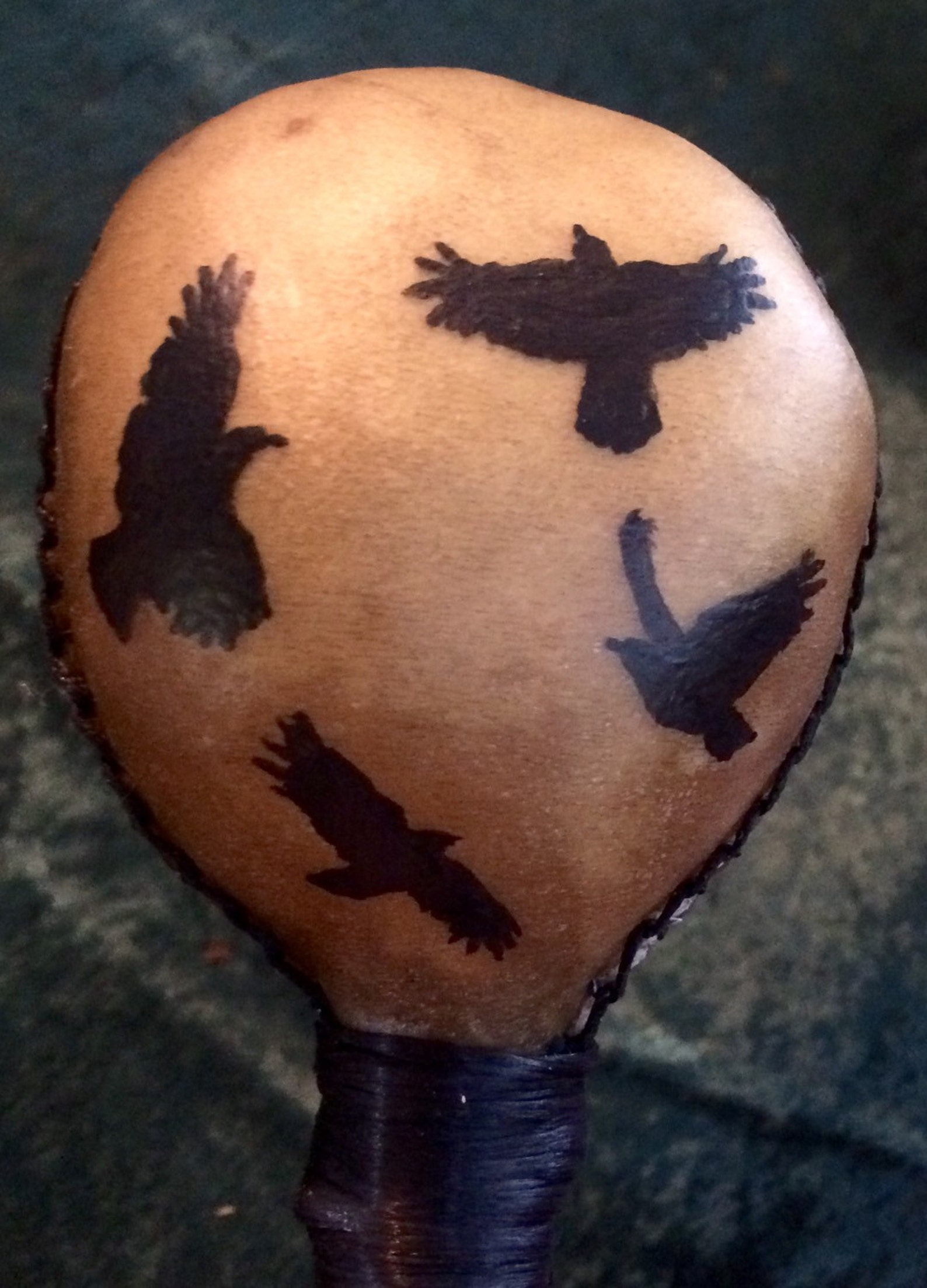 Crow Animal Totem Large Round Rawhide Rattle, Shamanic Rattle, Ritual ...