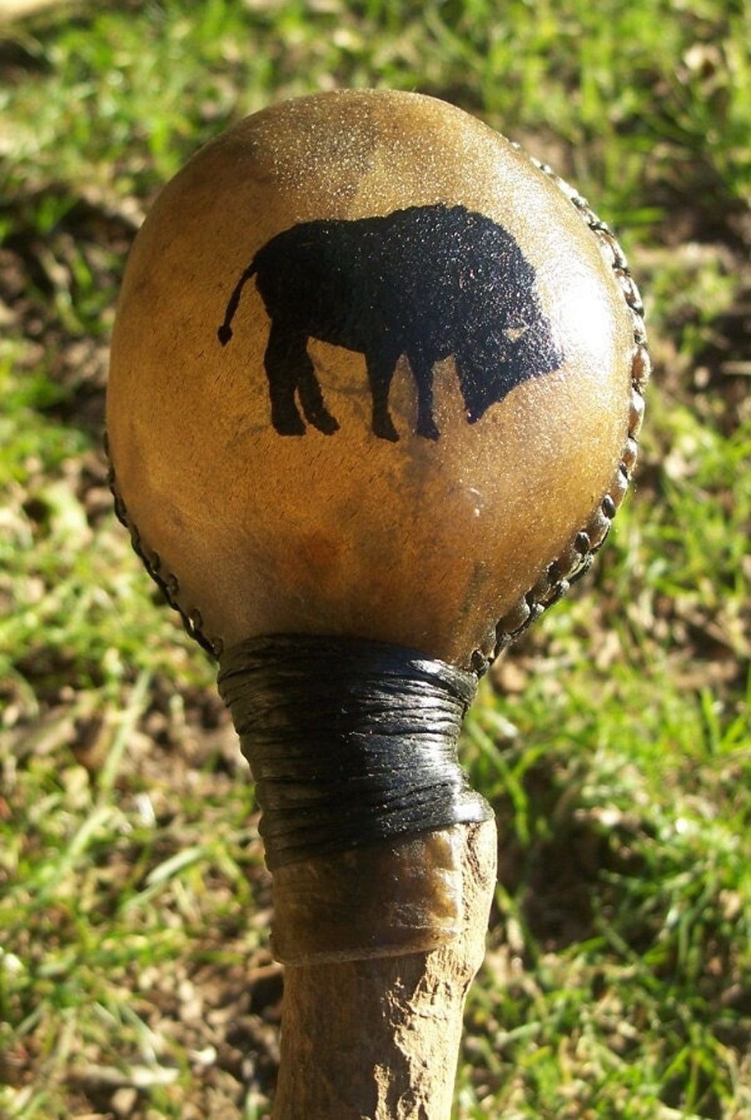 Buffalo Totem Large Round Rawhide Rattle, Shamanic Journey Ritual ...