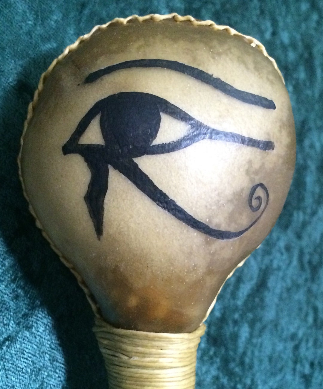 Eye of Ra Horus Egyptian Red Stag Deer Rawhide Ritual Rattle, Hand ...