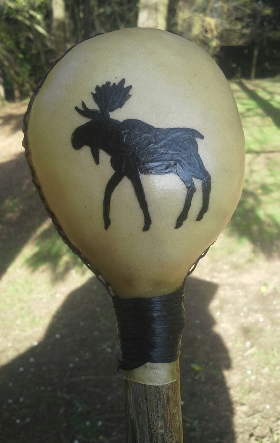 Moose Totem Large Round Rawhide Rattle Shamanic Journey | Etsy