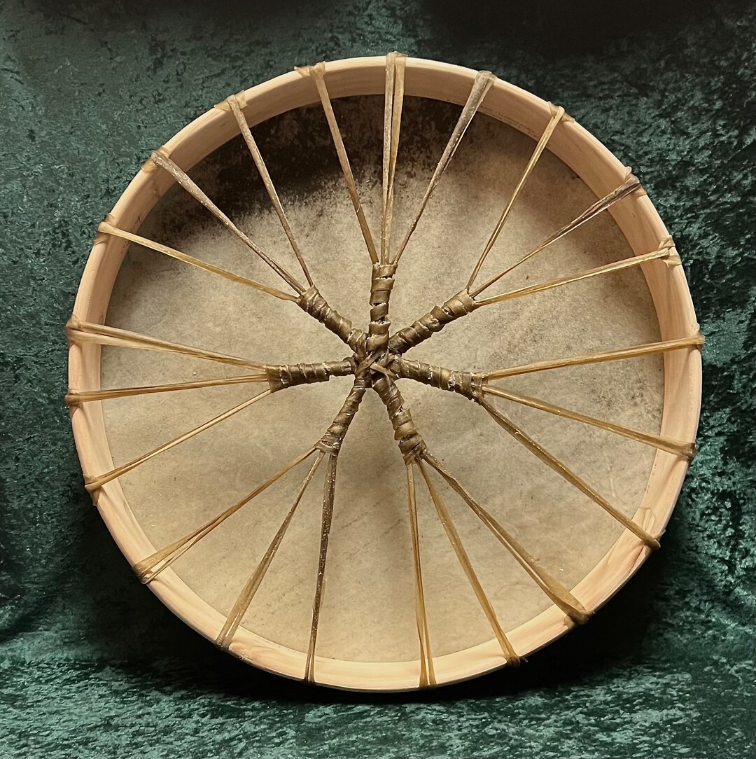 22" Elk Seven Sisters Rawhide Drum, on Cedar Hoop, With Beater, Suede ...