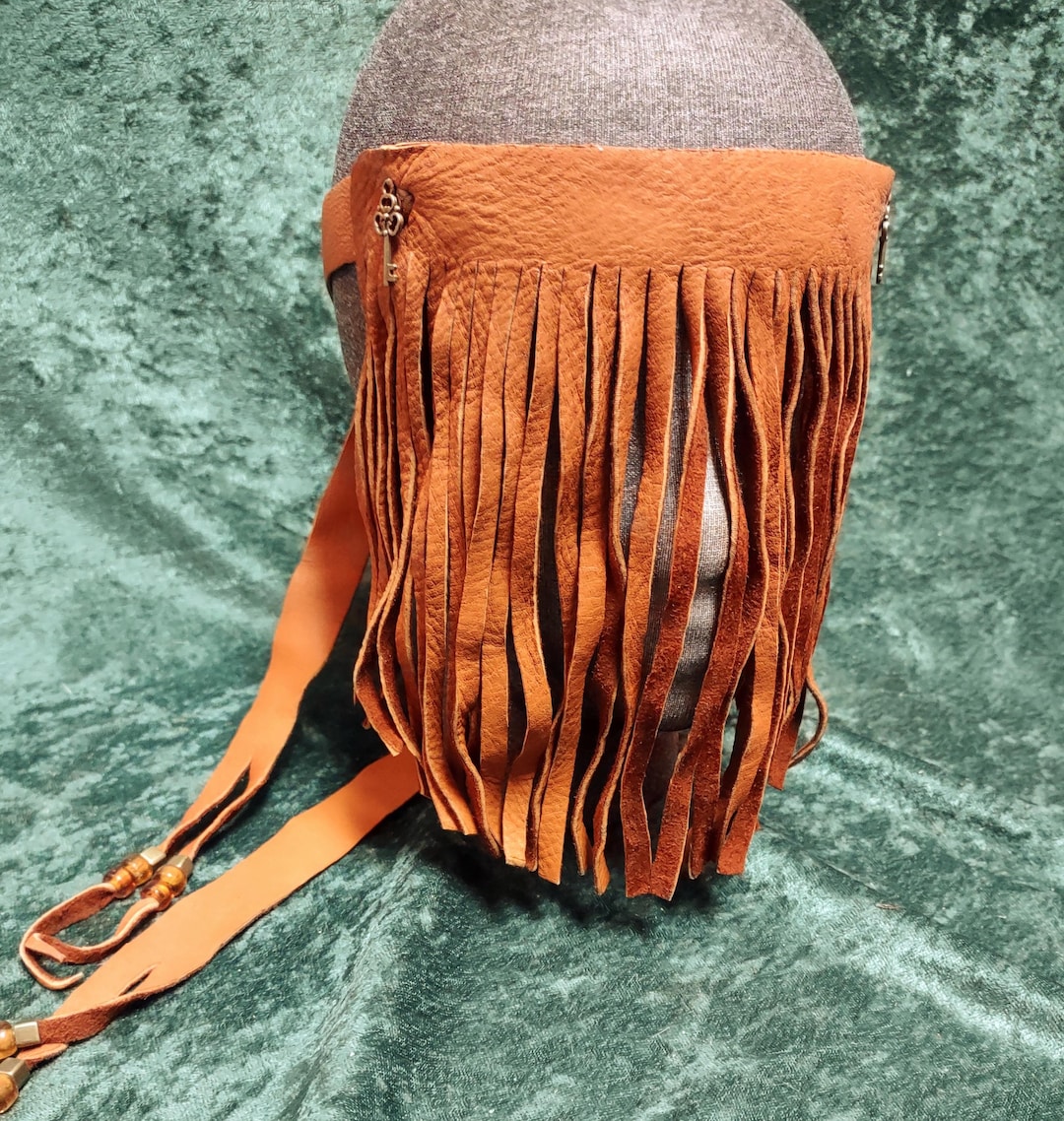 Ritual Shaman's Mask, Long for Narrower Face, Brown Deer Leather W Keys ...