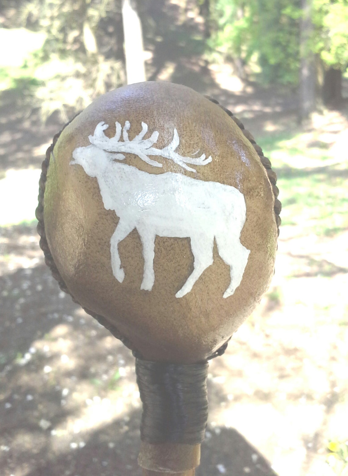 Elk Totem Large Round Rawhide Rattle Shamanic Journey Ritual | Etsy